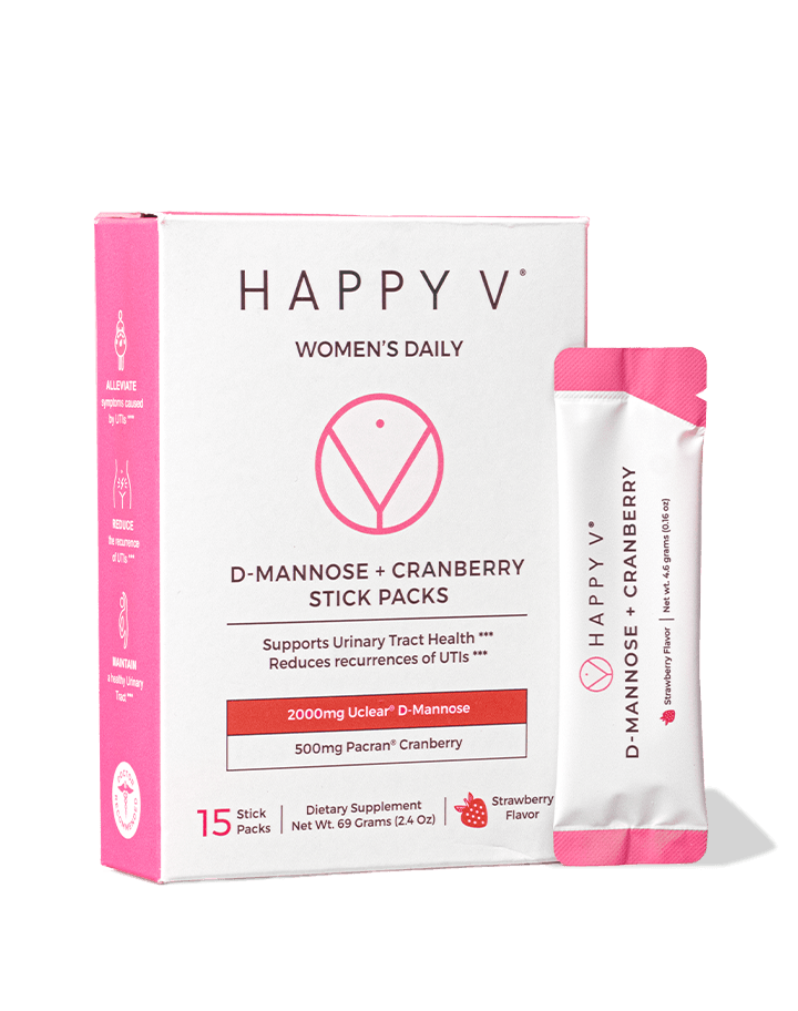 D-Mannose + Cranberry Stick Packs for Urinary Tract Health | Happy V